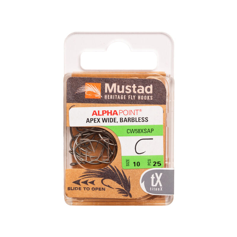 Mustad Curved Wide Gap Dry Fly Hook 1X Strong 2X Short Barbless Forged ...