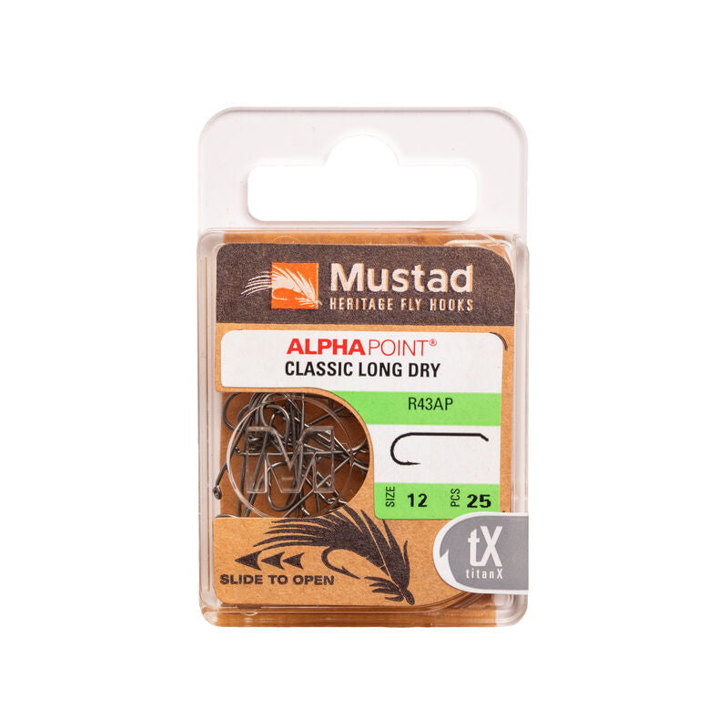 Mustad Dry Fly Hook R43ap 1XF 3XL Forged Down Eye TitanX 25 Pack ...