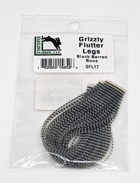 Grizzly Flutter Legs #17 Black Barred Bone – Dakota Angler & Outfitter